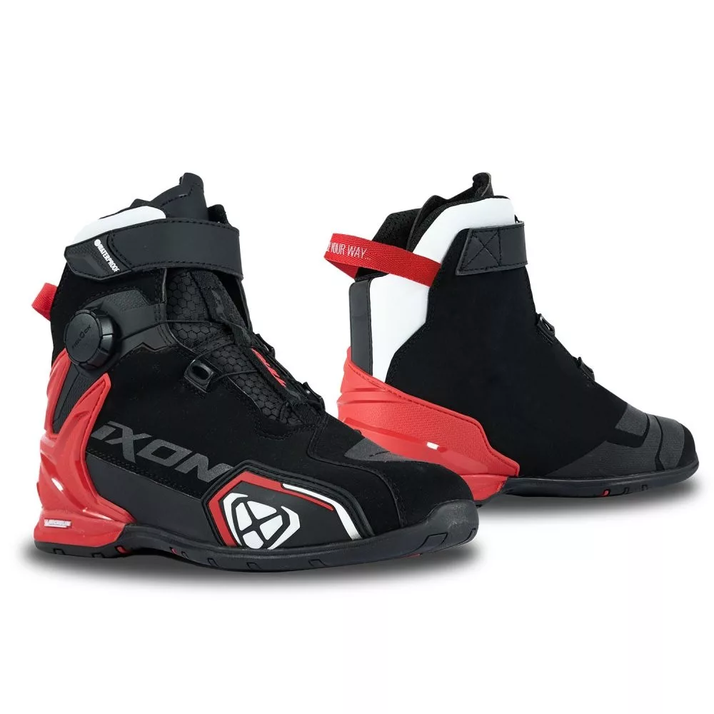IXON BULL 2 WP vízálló motoros cipő | BLACK/WHITE/RED - Stun